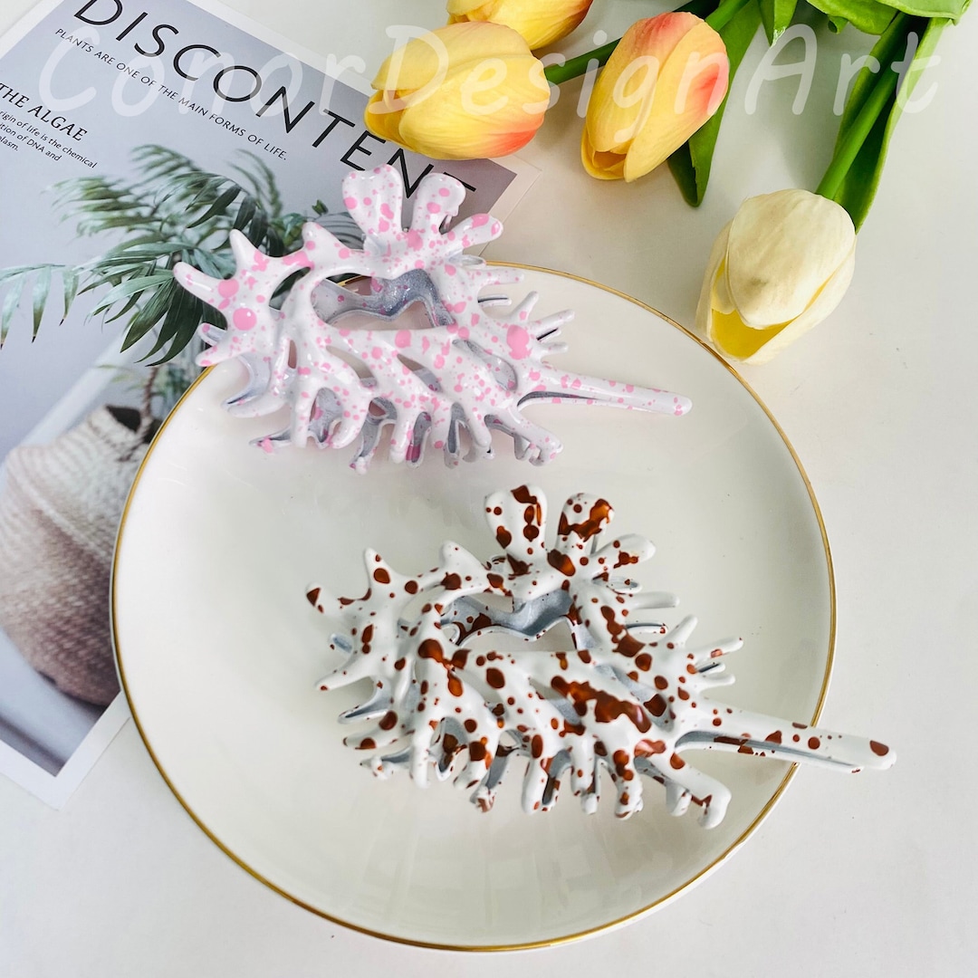 Novel Conch Hair Claws, Khaki Pink Spotted Conch Hair Clamps, Elegant ...