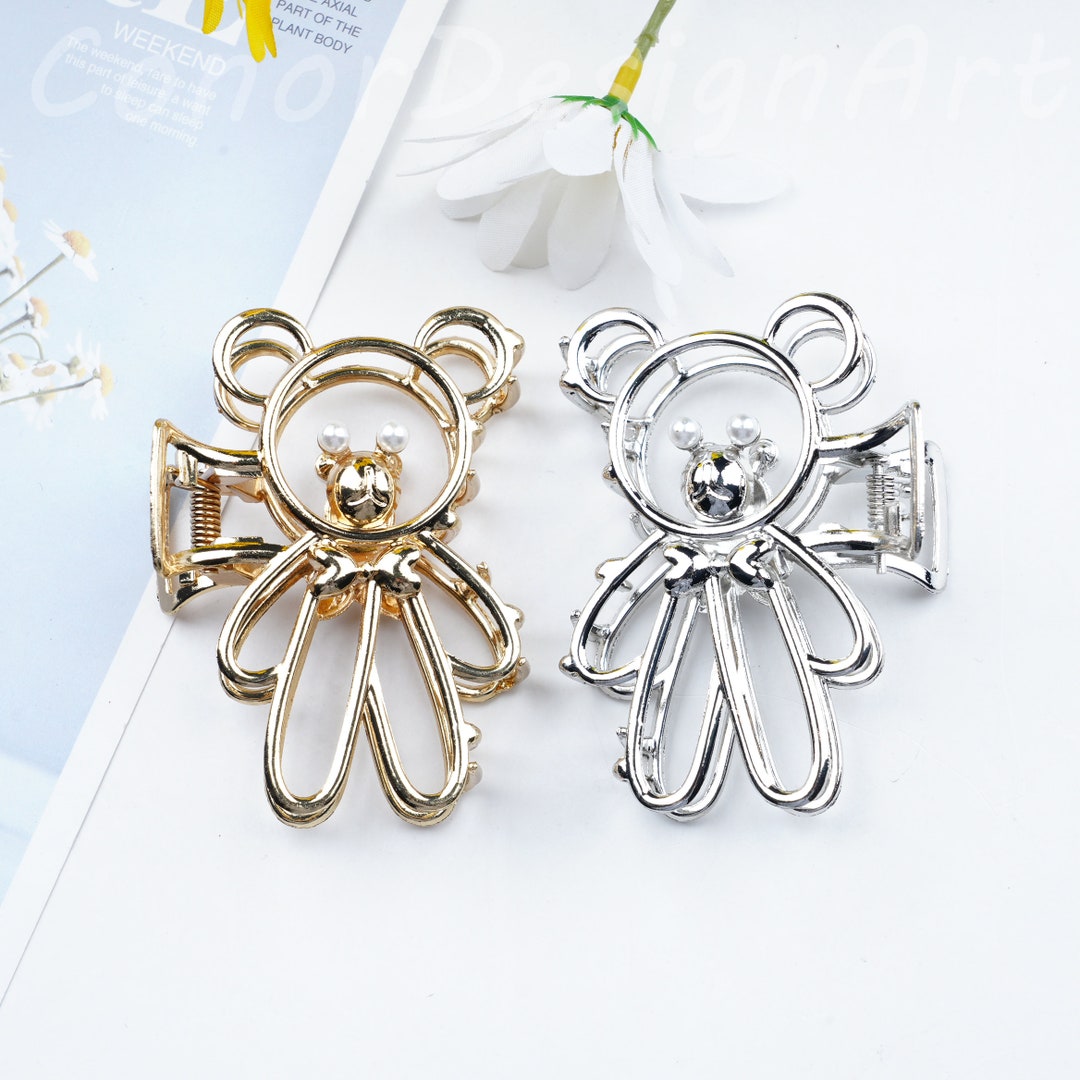 Cute Cartoon Bear Metal Hair Claw Clip, Large Bear Hair Claw, Korean ...