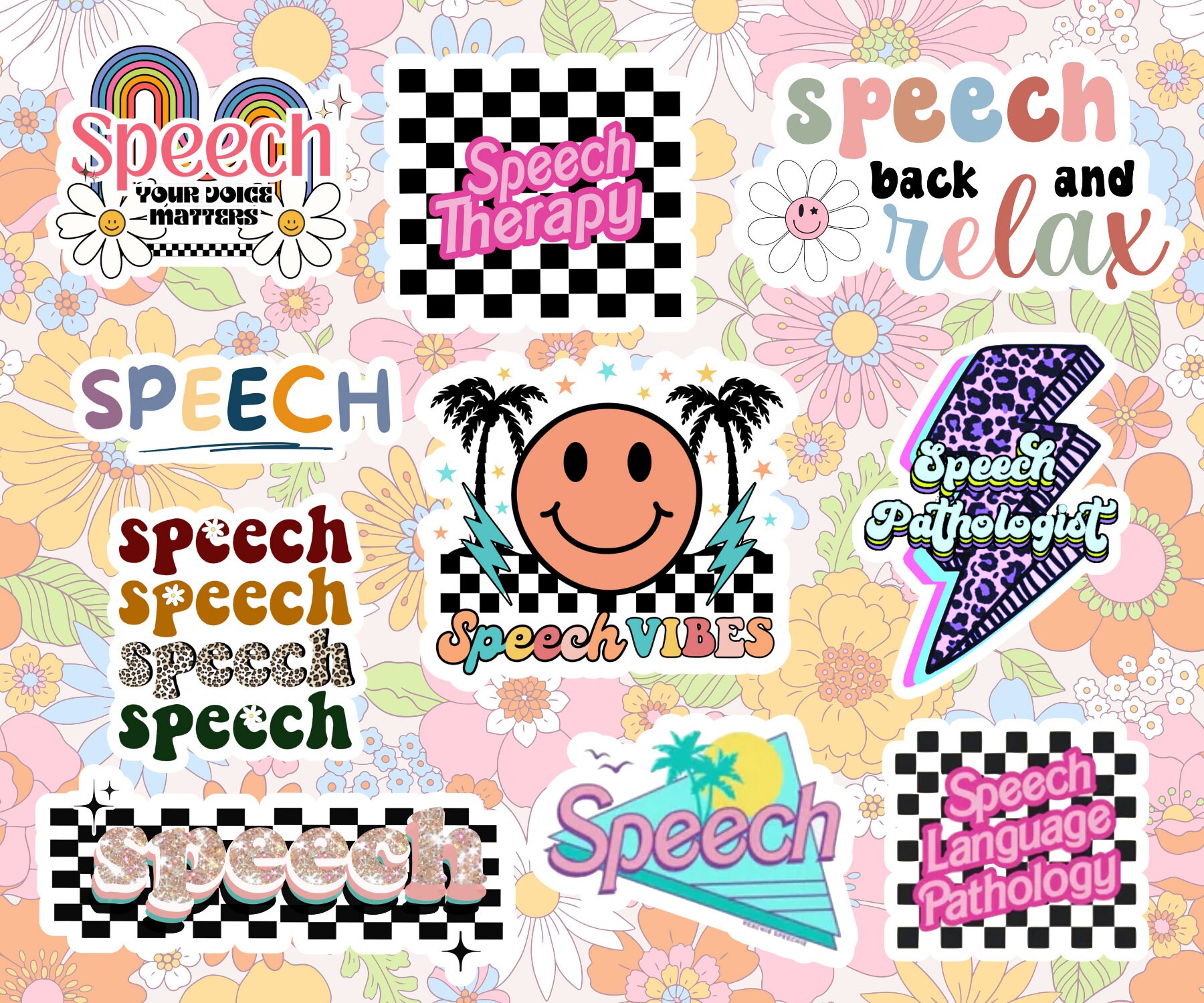 Speech 20 Count Sticker Pack SLP Speech Language Pathologist Sticker ...