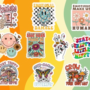 Retro, 20 Count Sticker Pack, Glossy, Vinyl, Groovy, Inspirational ...