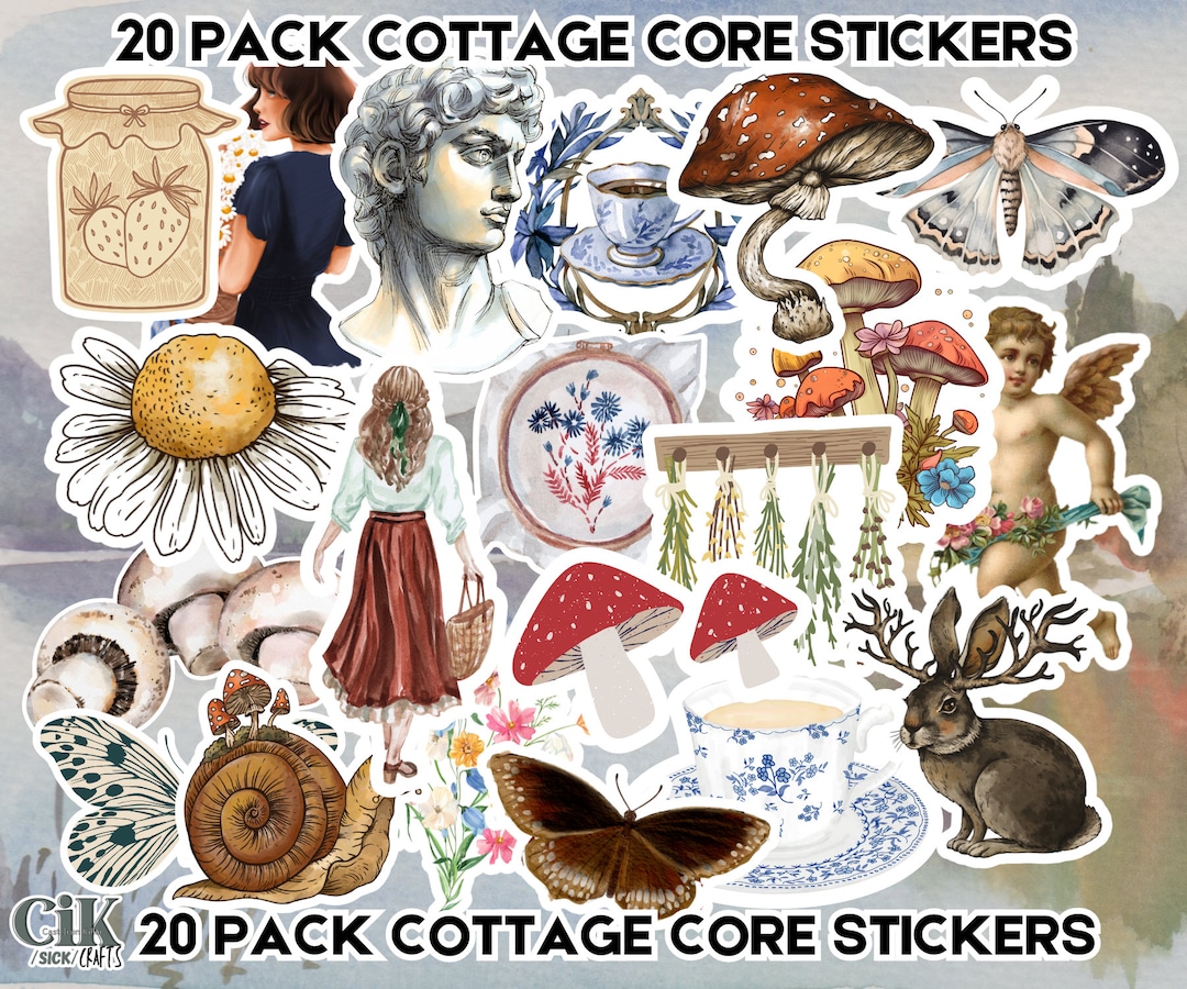 Cottage Core, 20 Count Sticker Pack, Apothecary, Cottagecore Stickers ...