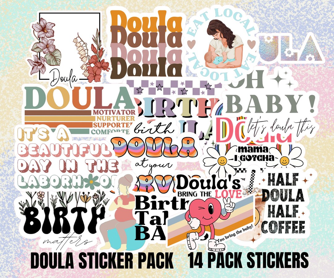 Doula, 14 Count Sticker Pack, Doula Stickers, Birth, Glossy, Doula ...