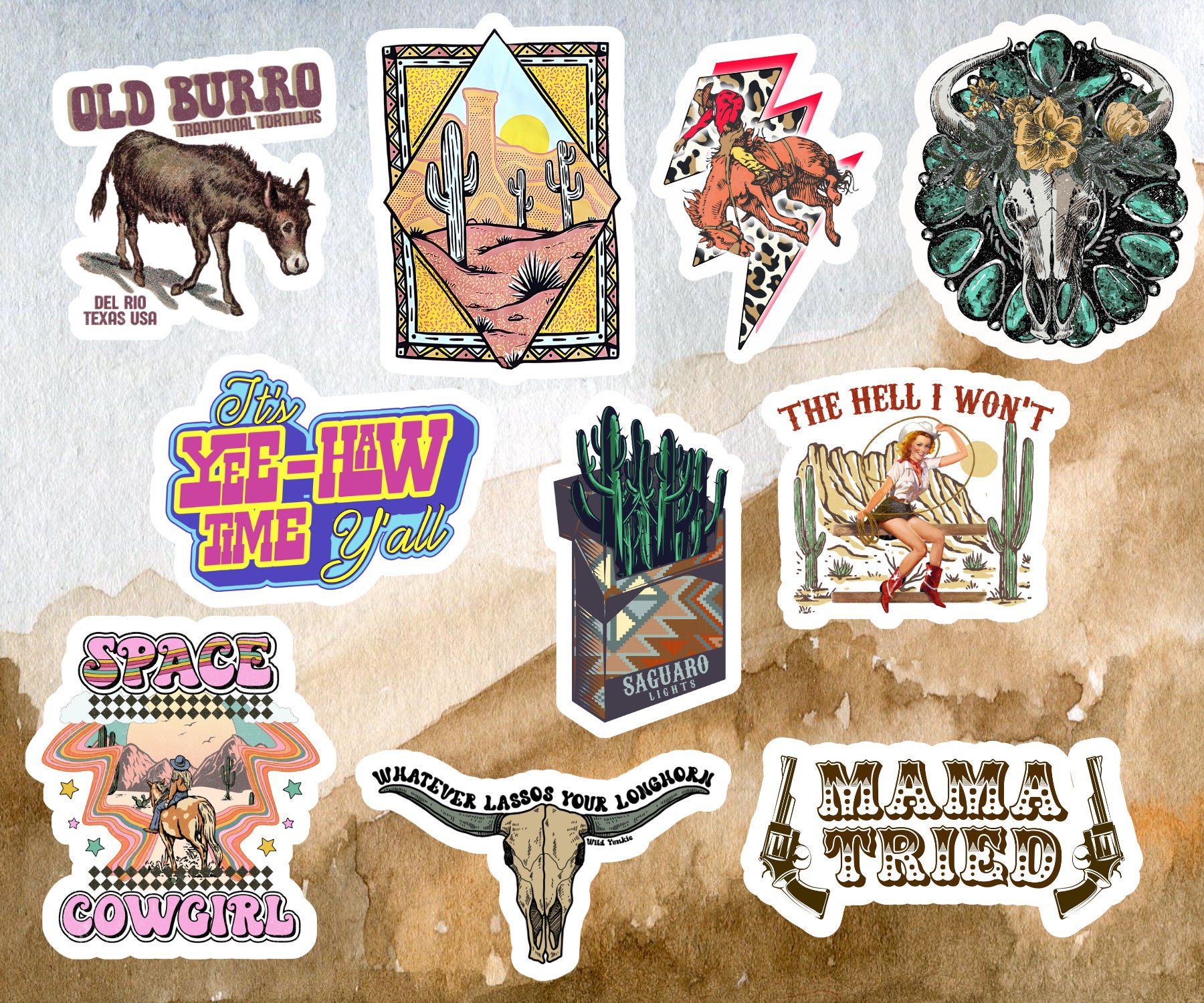 Western Sticker Bundle, Glossy, Vinyl, Weatherproof, 20 Count Sticker ...
