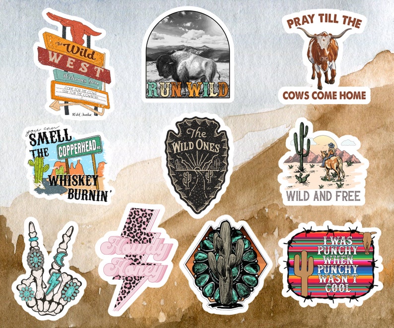 Western Sticker Bundle, 20 Count Sticker Pack, Satin, Vinyl ...