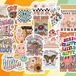 Retro, 20 Count Sticker Pack, Glossy, Vinyl, Groovy, Inspirational ...