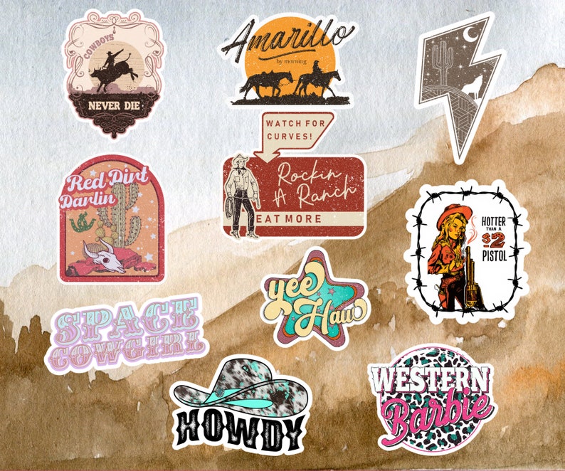 Western Sticker Bundle, Weatherproof, Vinyl, 20 Count Sticker Pack ...