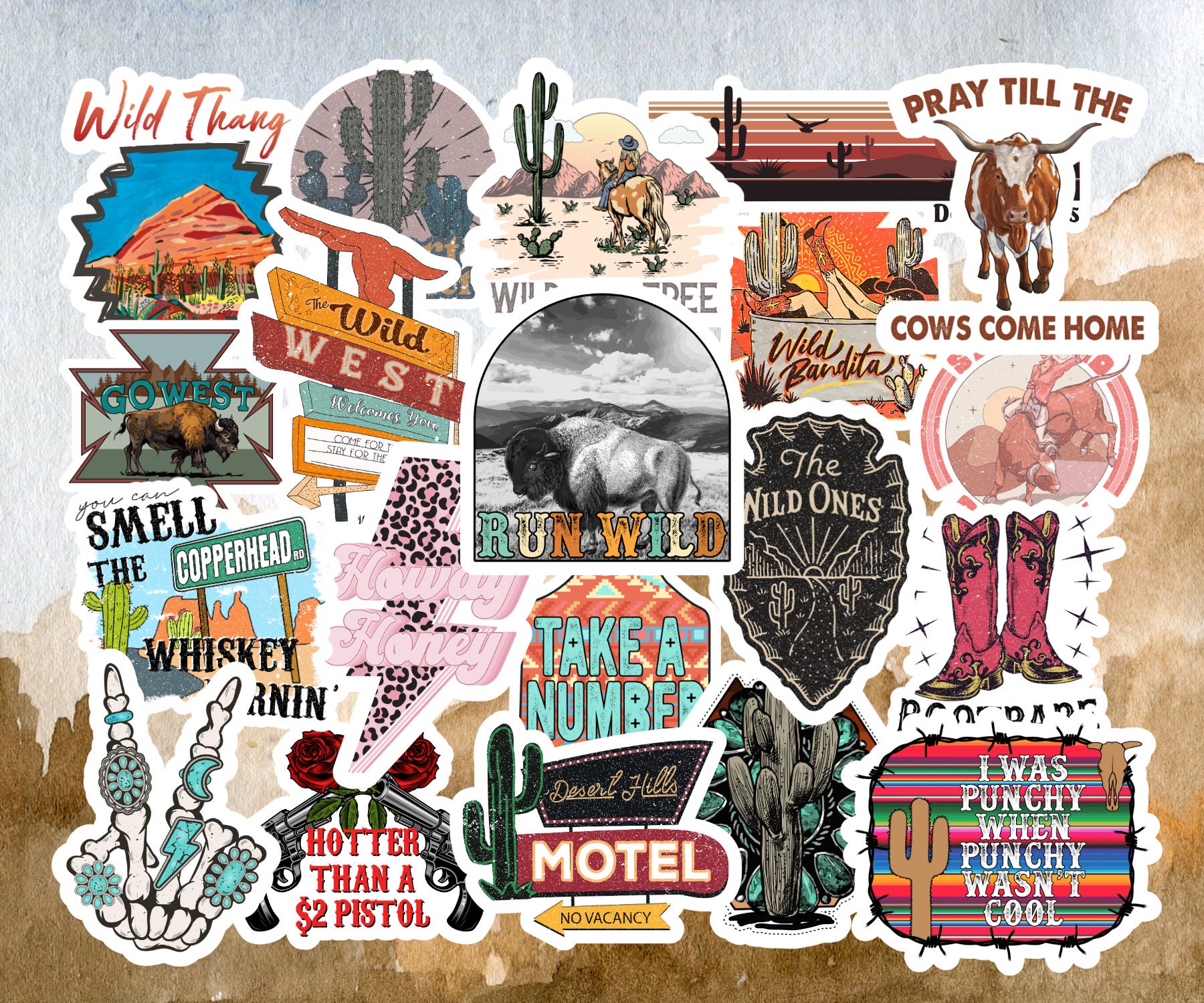 Western Sticker Bundle, 20 Count Sticker Pack, Satin, Vinyl ...