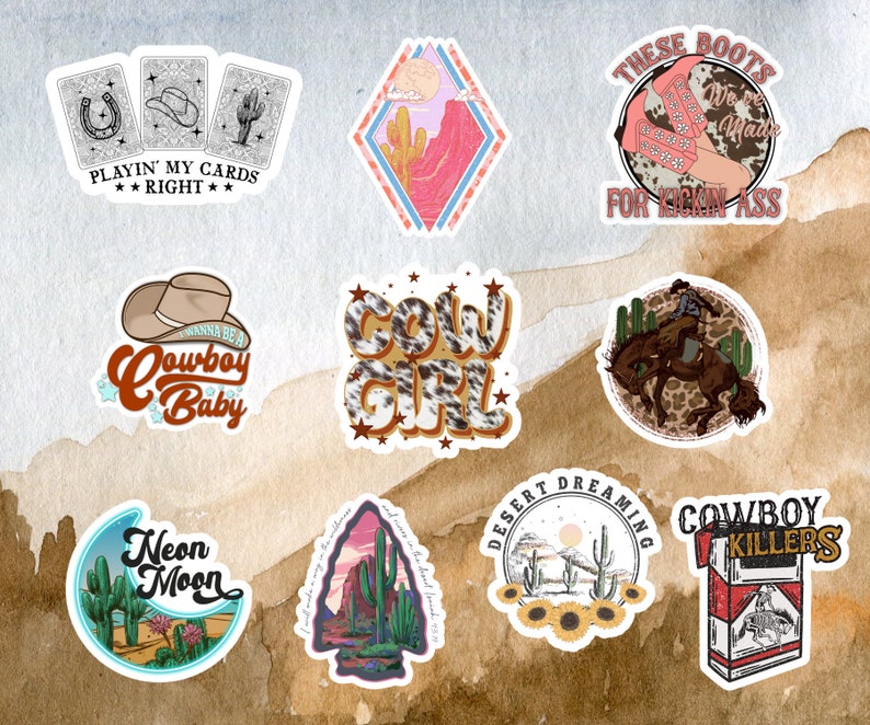 Western Sticker Bundle, Weatherproof, Vinyl, 20 Count Sticker Pack ...