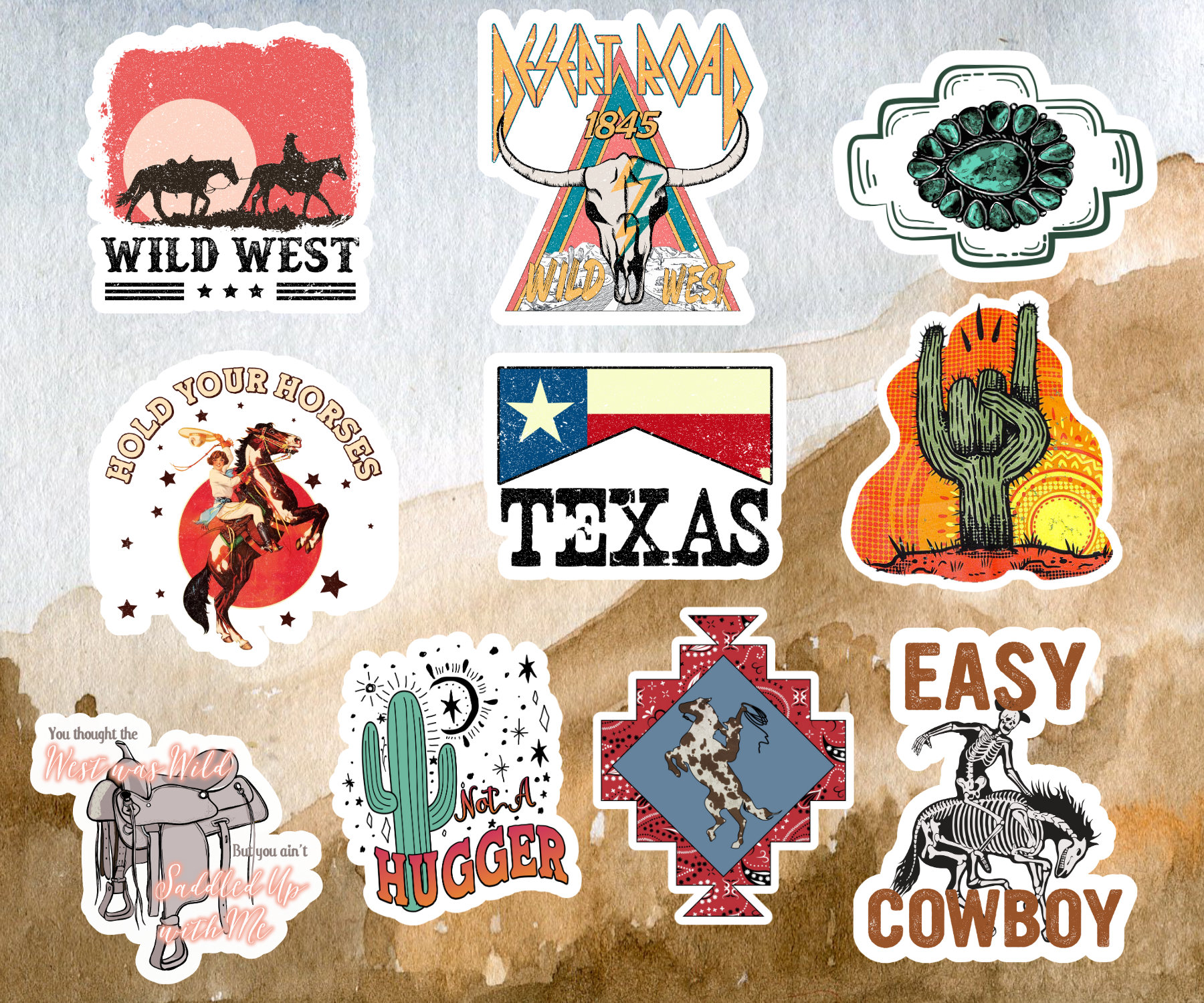 Western Sticker Bundle, Glossy, Vinyl, Weatherproof, 20 Count Sticker ...