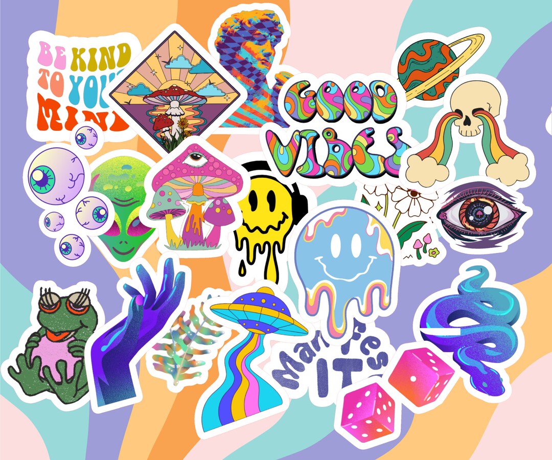 Trippy Sticker, Bundle, Acid Trip, Psychedelic, Grunge, Snake, Vinyl ...
