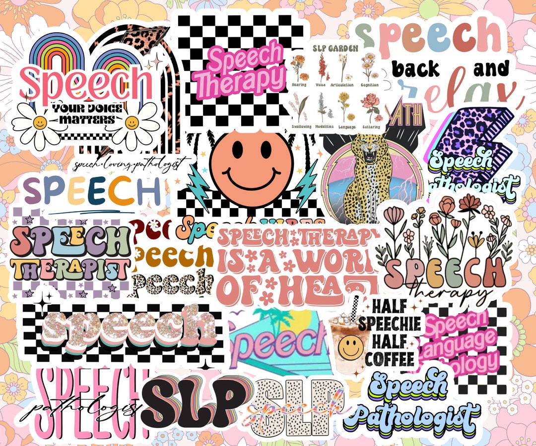 Speech, 21 Count Sticker Pack, SLP, Glossy, Speech Language Pathologist ...