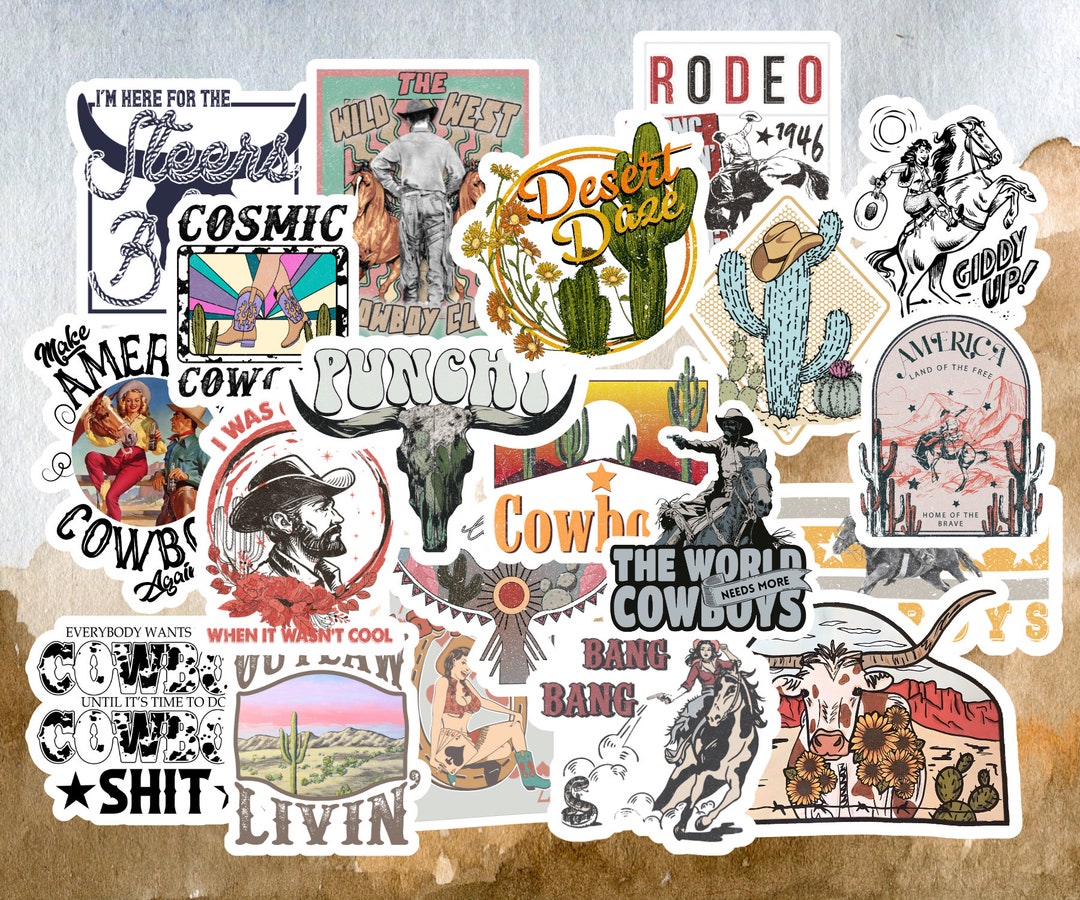 Western Sticker Bundle, Weatherproof, Glossy, Vinyl, 20 Count Sticker ...
