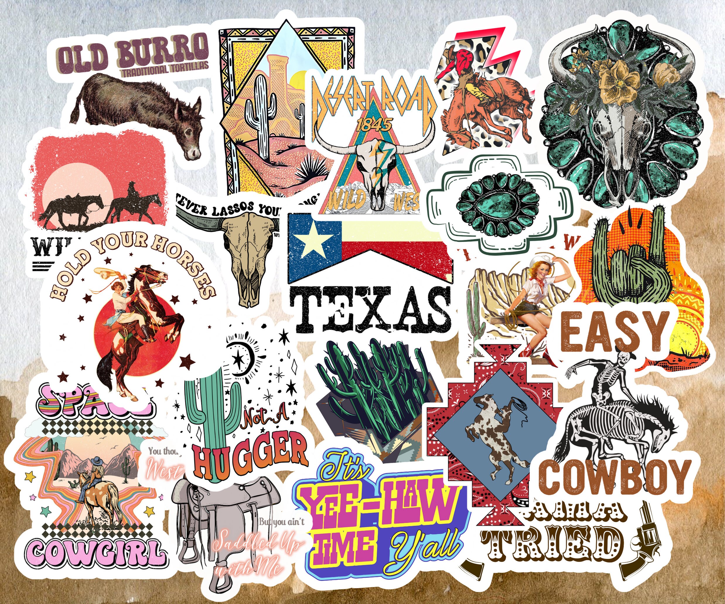 Western Sticker Bundle, Glossy, Vinyl, Weatherproof, 20 Count Sticker ...