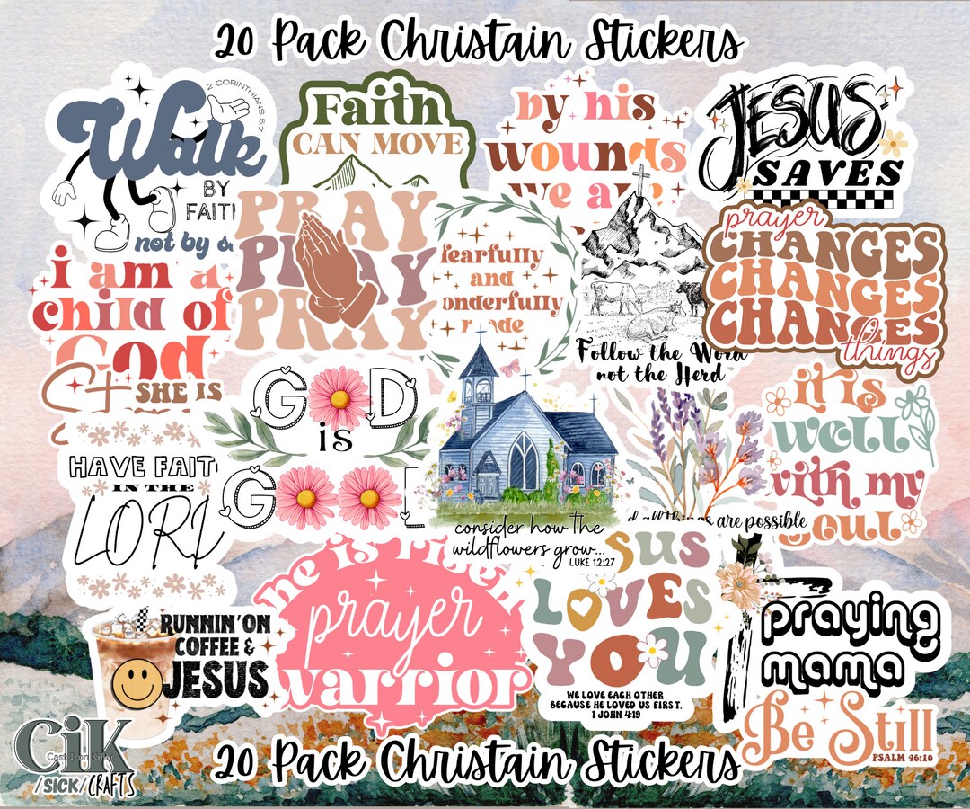 Jesus, 20 Count Sticker Pack, Christain Stickers, God, Jesus Saves, God ...