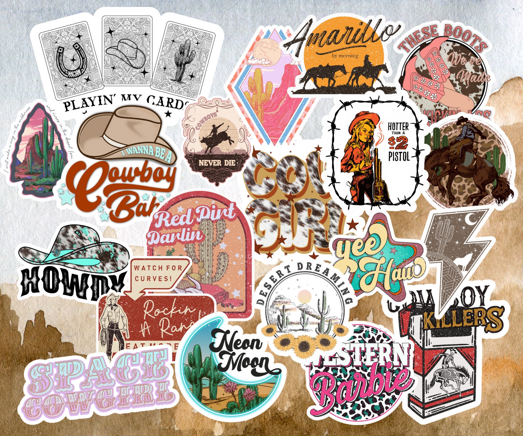 Western Sticker Bundle, Weatherproof, Vinyl, 20 Count Sticker Pack ...