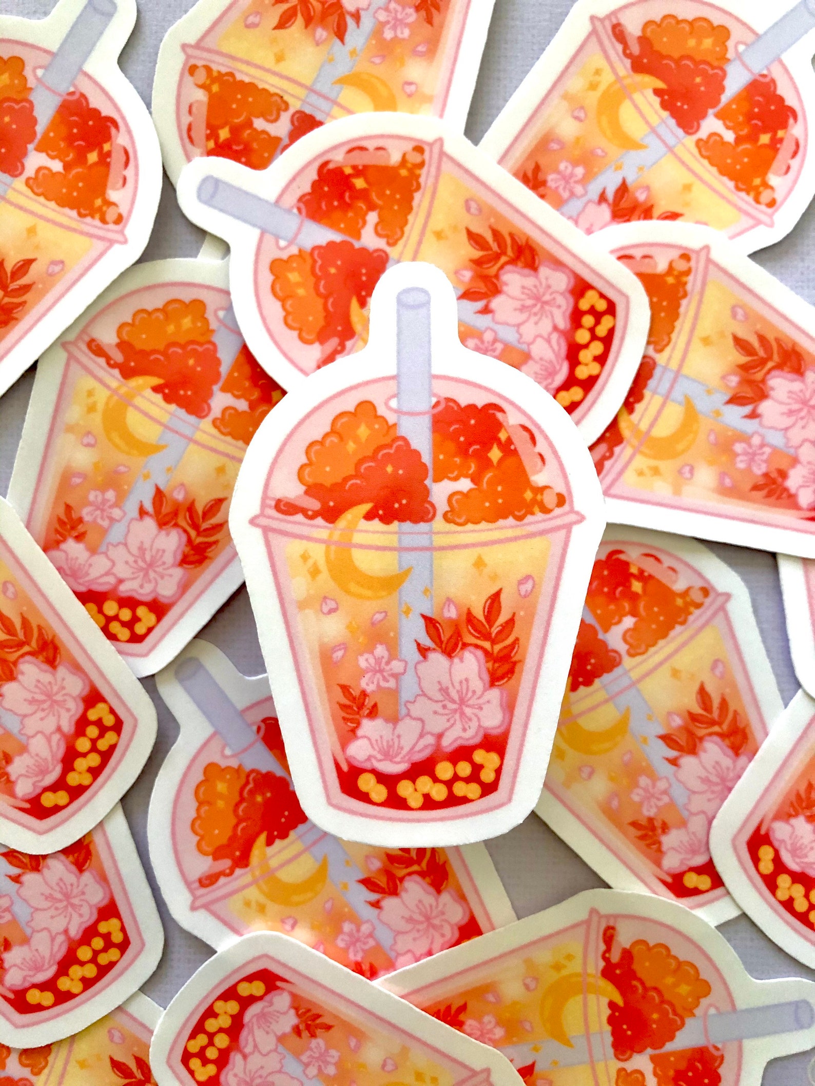 Dreamy Boba Bubble Tea Cloud Pretty Flower Asian Drink Magical Sticker ...