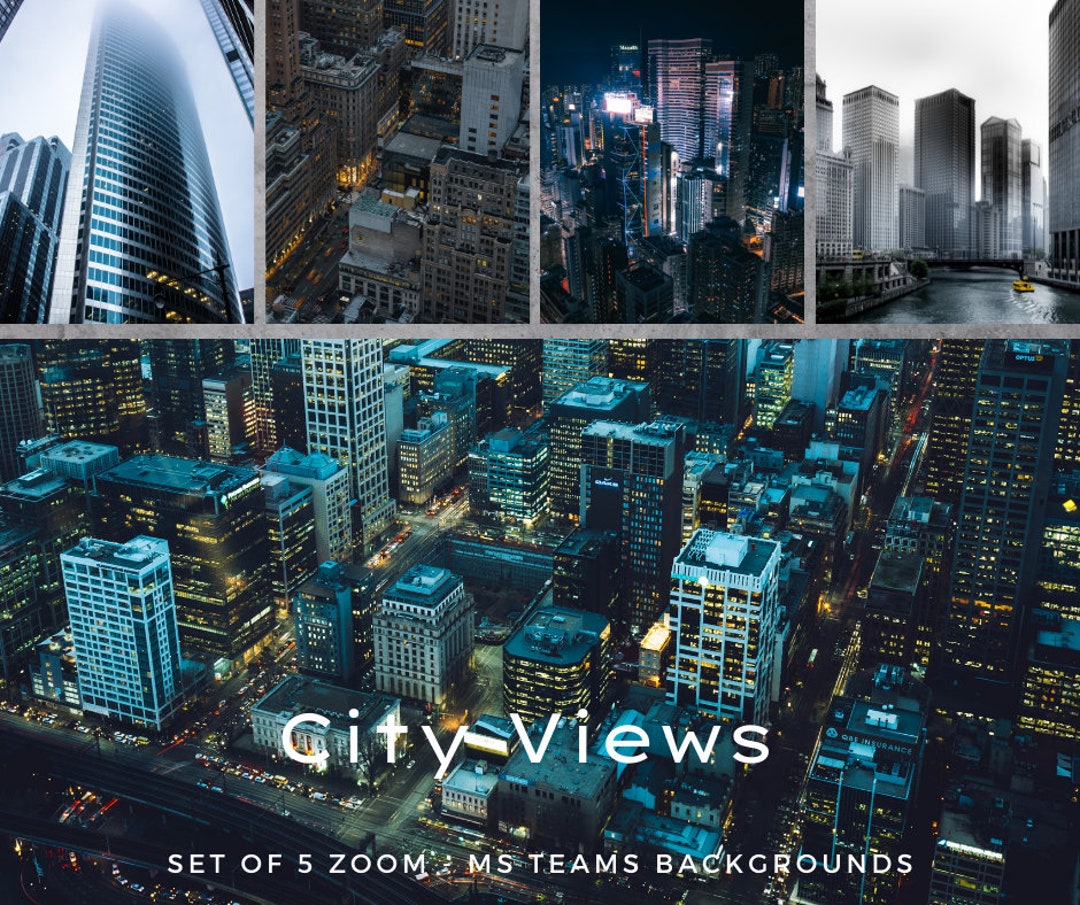 City Skyscrapers Home Office Background Instant Download 5 Pack Zoom ...