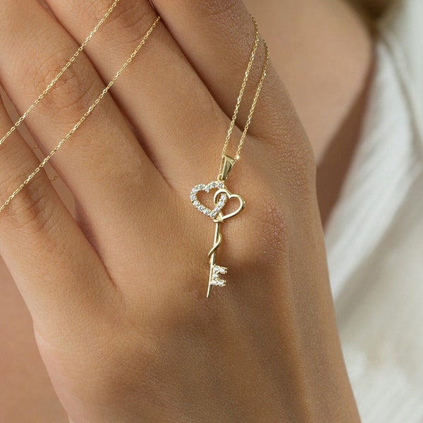 Heart Key Necklace - Etsy