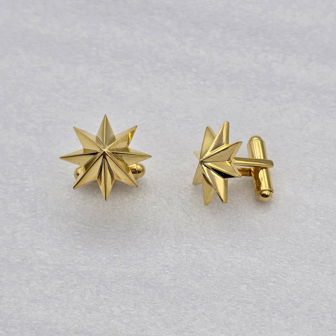 14K Gold Star Cufflink - Groom Cufflink - Gift for Man Cufflink ...