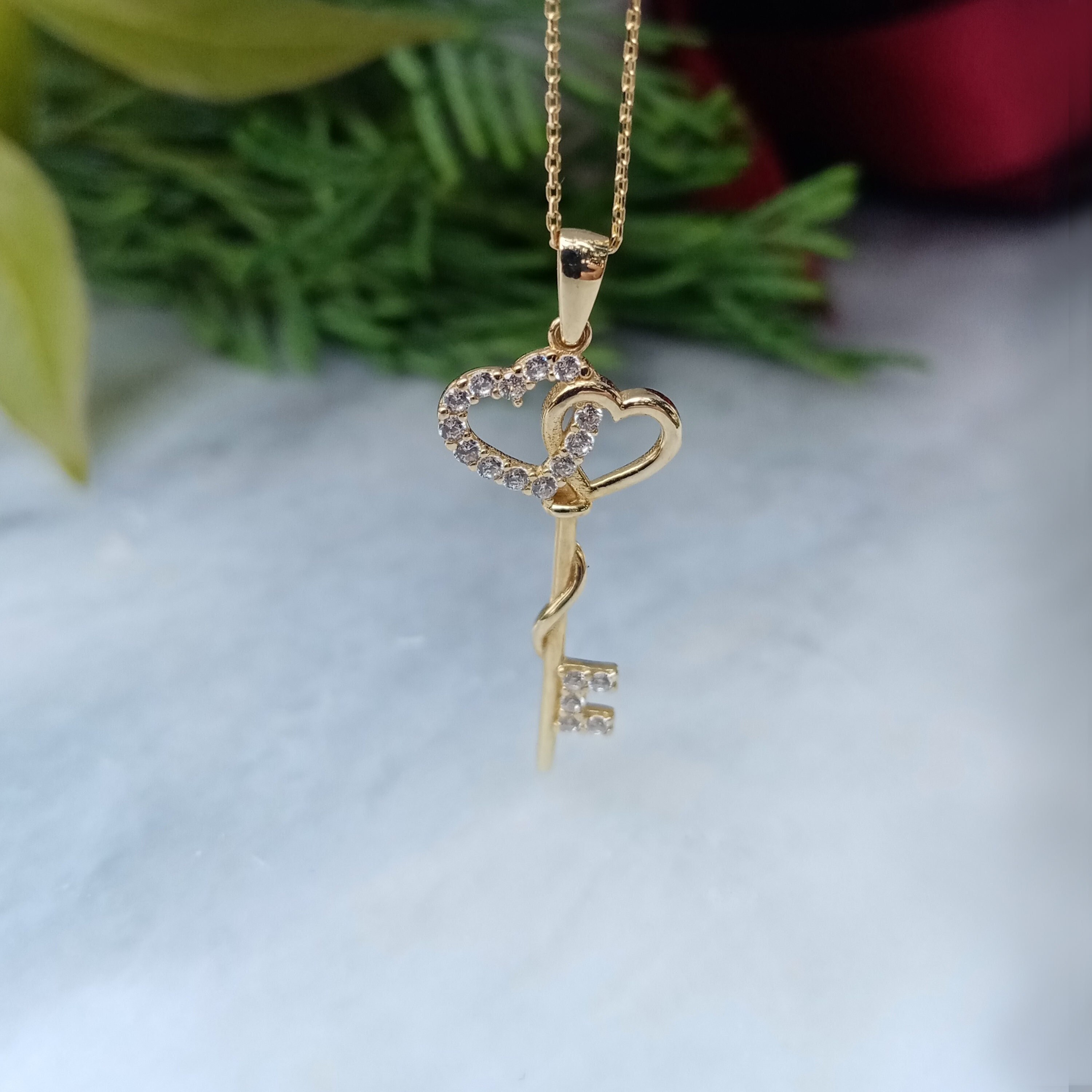 14K Gold Heart Key Necklace for Women | Gold Lock and Key Necklace ...