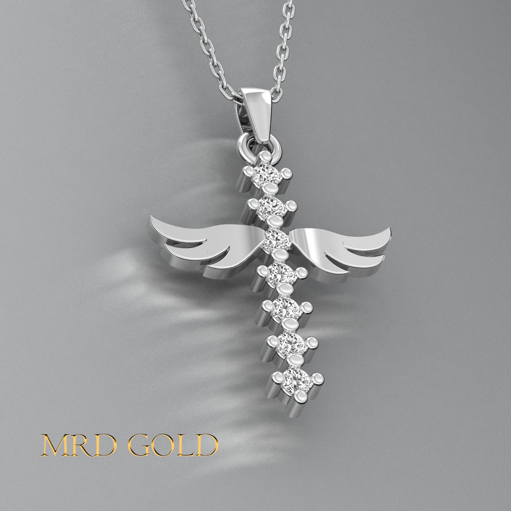 14K Gold Winged Cross Necklace Gift for Women and Girls - Etsy