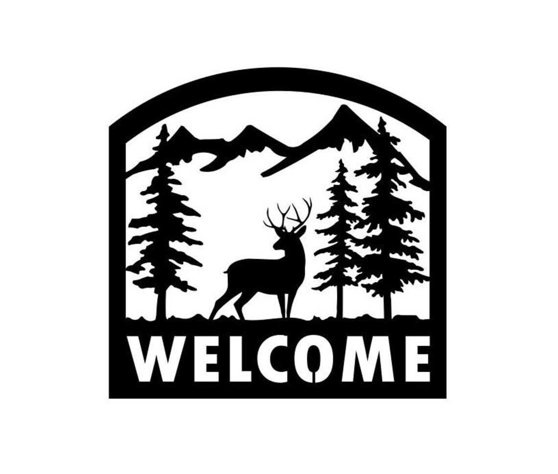 Welcome Sign With Deer and Nature DXF & SVG Digital Download | Etsy UK