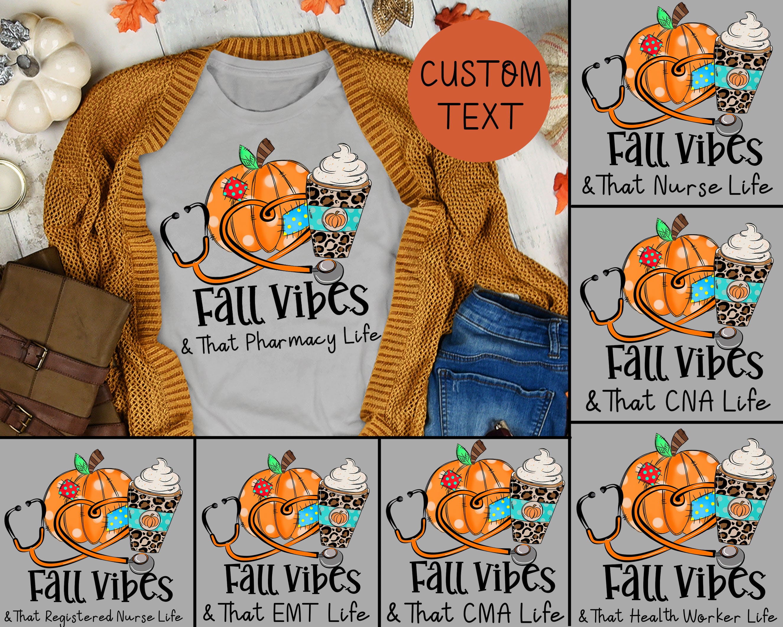 Personalized Fall Vibes and That Nurse Life Shirt, Healthcare Worker ...