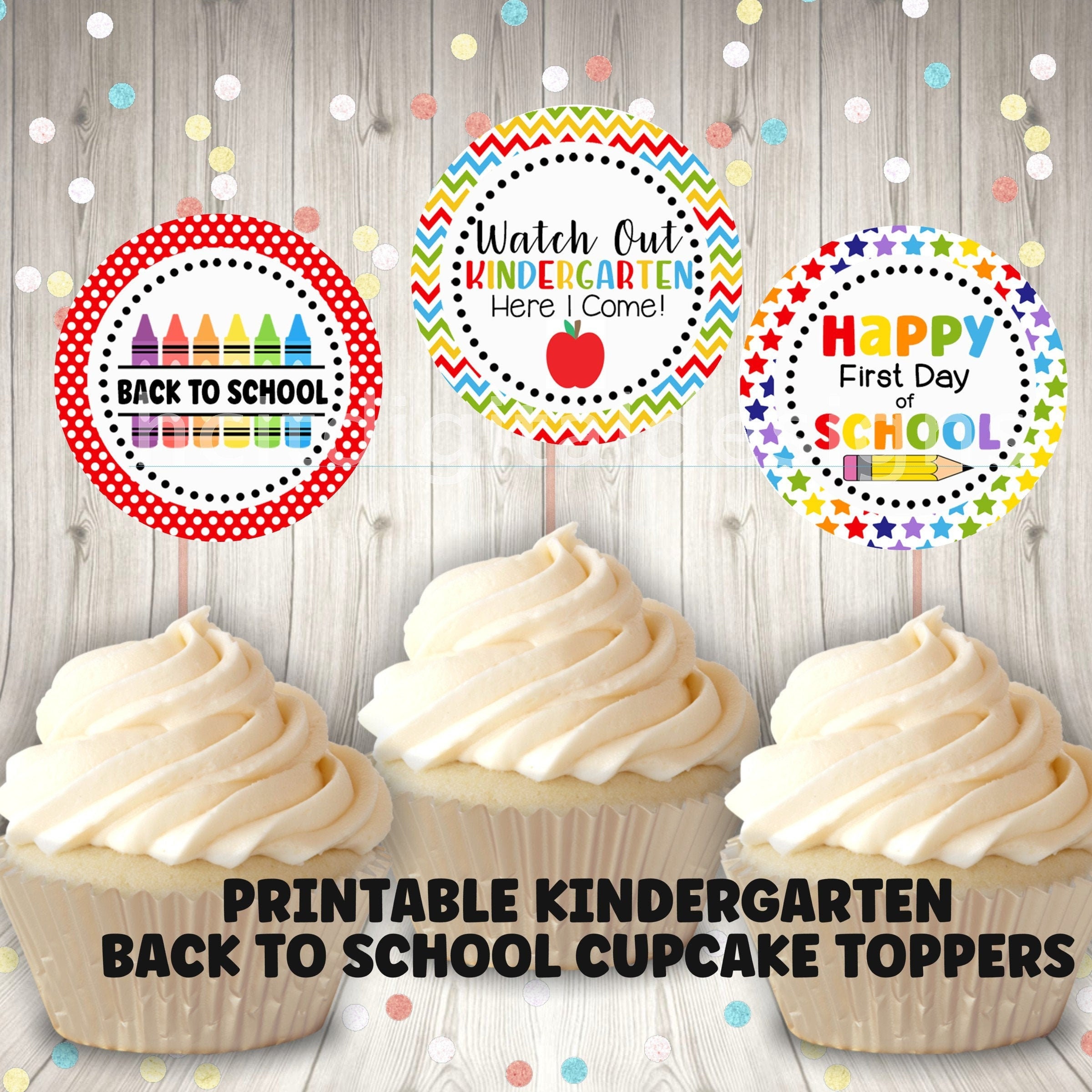 Back to School Printable Kindergarten Cupcake Toppers - Etsy