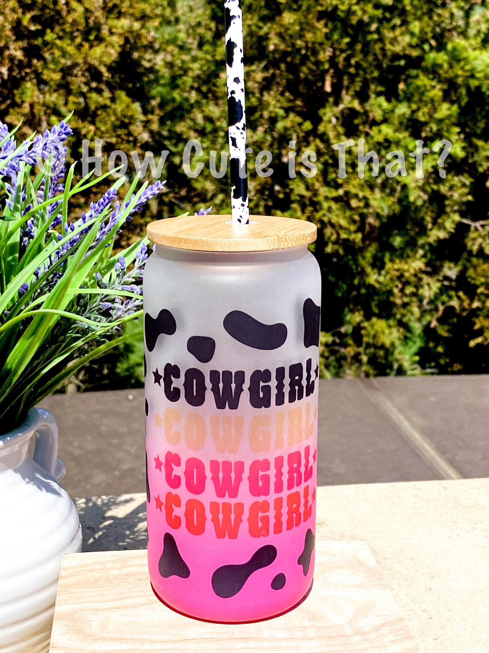 Cowgirl Beer Can Glass Tumbler Cow Print Glass Tumbler Cow - Etsy