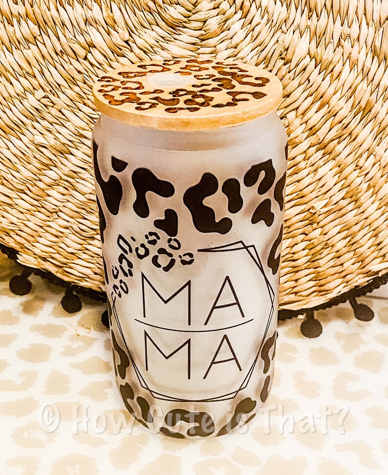 Mama Leopard Beer Can Glass Leopard Mom Glass Tumbler Mama - Etsy