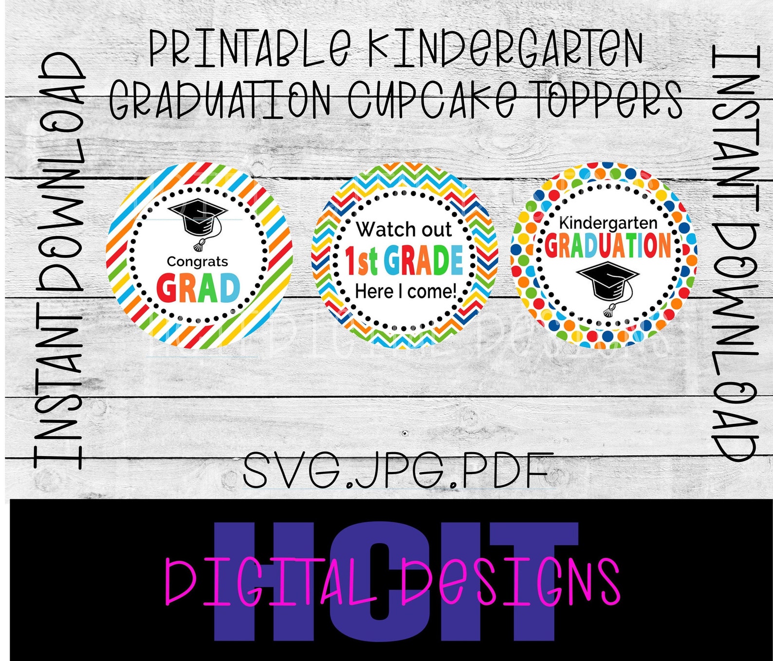 Kindergarten Graduation Cupcake Toppers Printable | Etsy