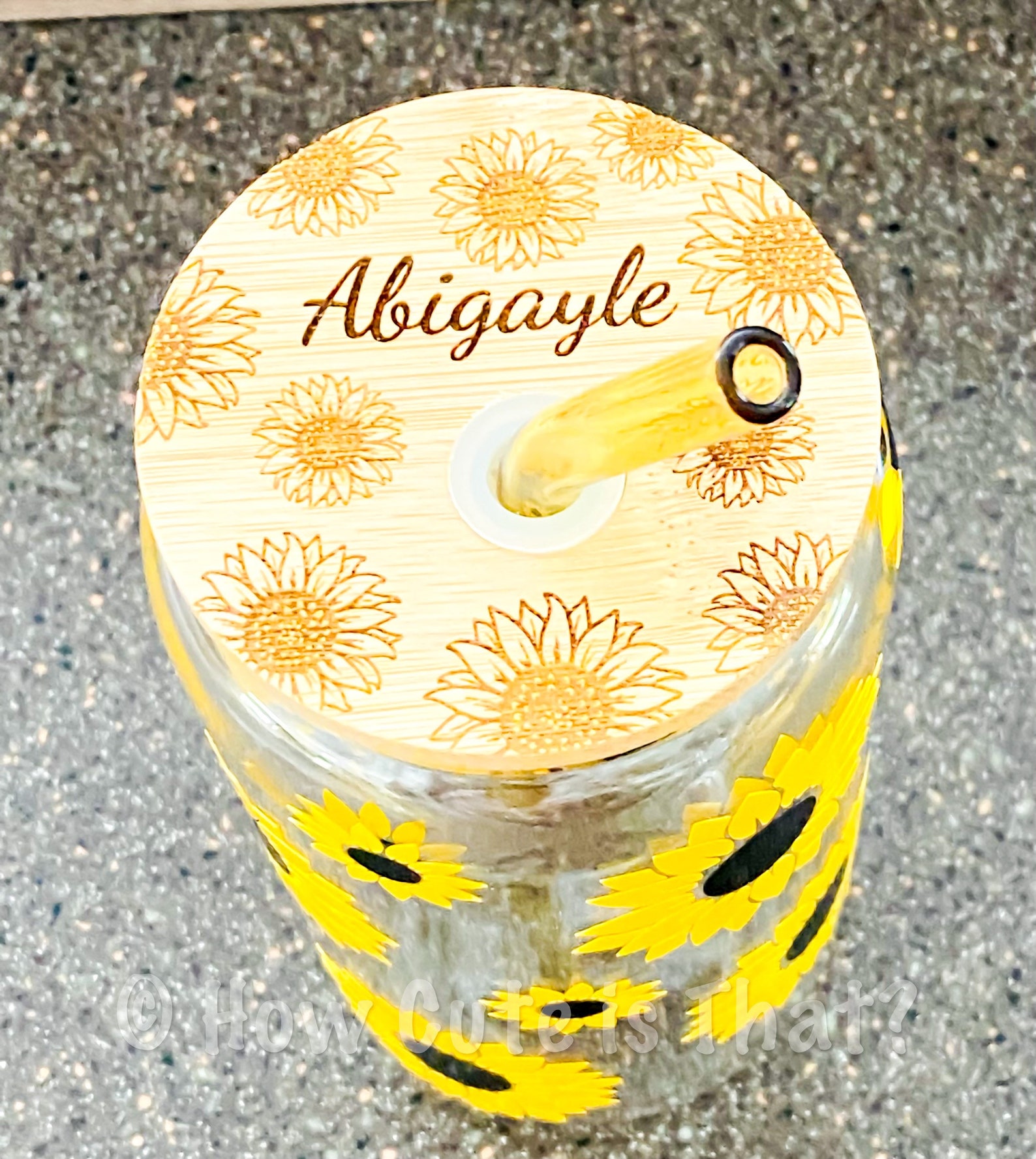 Laser Engraved Sunflower Bamboo Lid Personalized Engraved Lid - Etsy