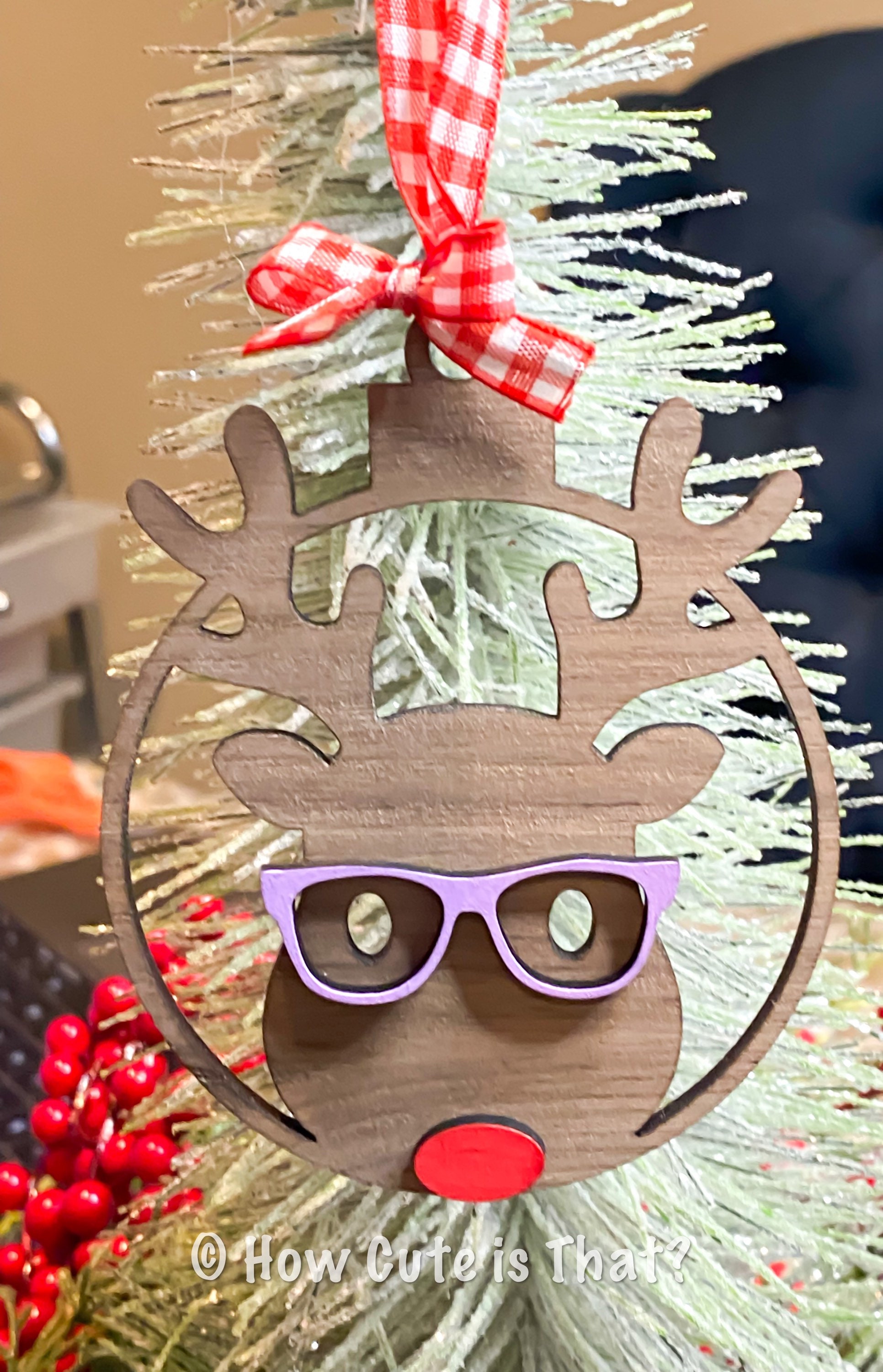Custom Reindeer With Glasses Ornament Reindeer With Glasses - Etsy