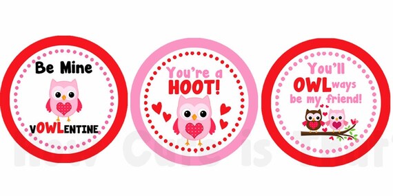 Printable Valentine Owl Cupcake Toppers Valentine Owl | Etsy