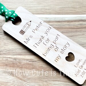 Laser Engraved Wooden Teacher Bookmark: Personalized Thank You Gift - Etsy