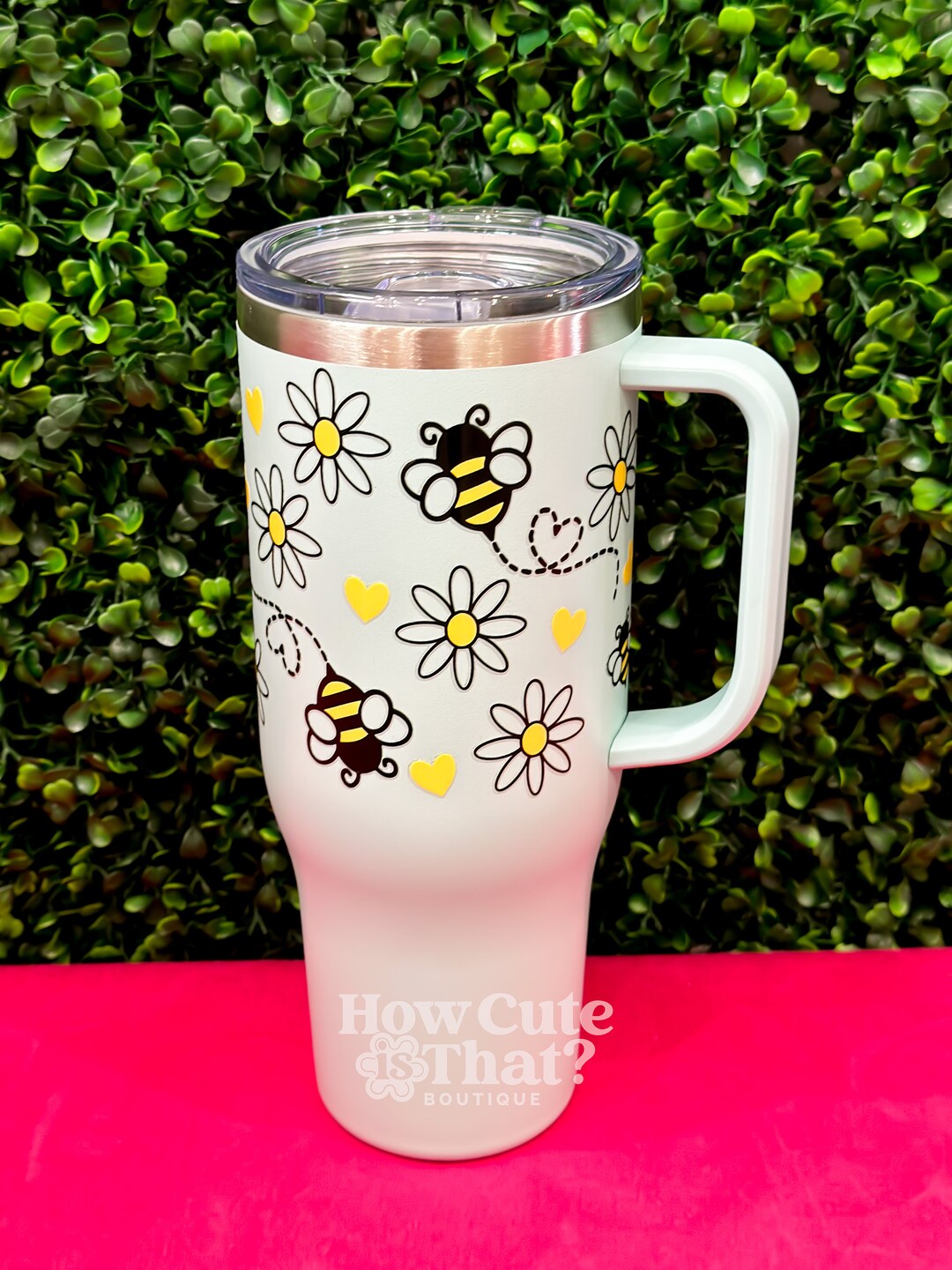 Buzz With Style Bumblebee and Daisies 40oz White Tumbler Gift for Mom ...