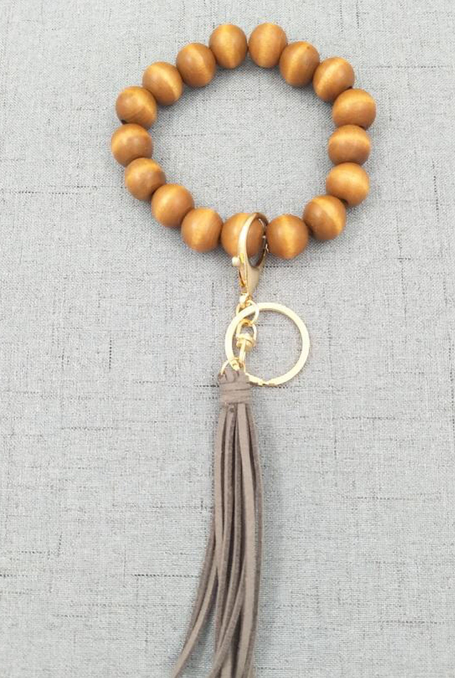 Wood Bead Keychain With Tassel Glowforge Wood Bead Keychain - Etsy