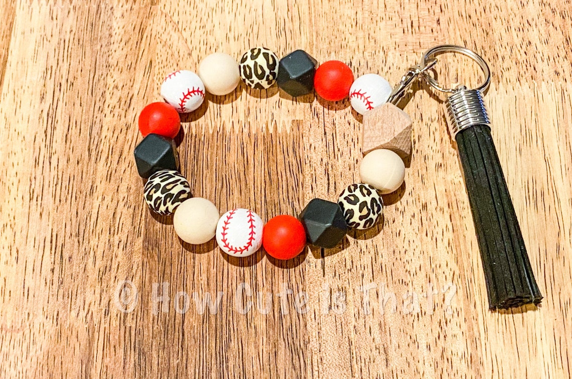 Baseball Mom Keychain Wristlet Baseball Leopard Silicone and - Etsy
