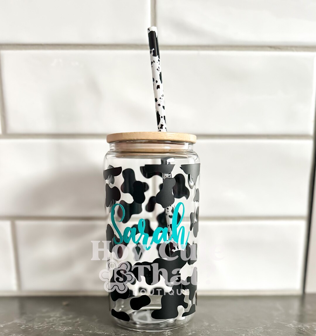 Personalized Cow Print Beer Can Glass Tumbler, Beer Can Cow Print Glass ...