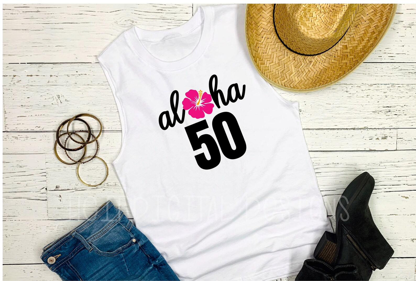 Aloha 50 Svg 50 SVG 50th Birthday SVG File Aloha With - Etsy