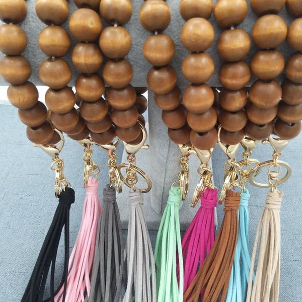 Wood Bead Keychain - Etsy