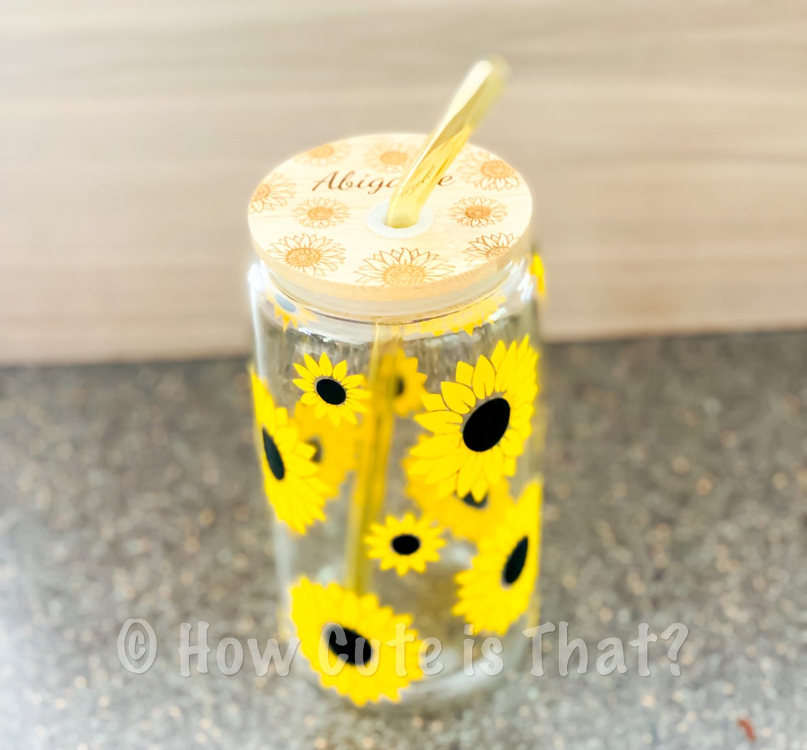 Sunflower Beer Can Glass Tumbler, Beer Can Sunflower Glass, Sunflower ...