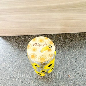Laser Engraved Sunflower Bamboo Lid, Personalized Engraved Lid for Beer ...