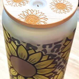 Laser Engraved Sunflower Bamboo Lid, Personalized Engraved Lid for Beer ...