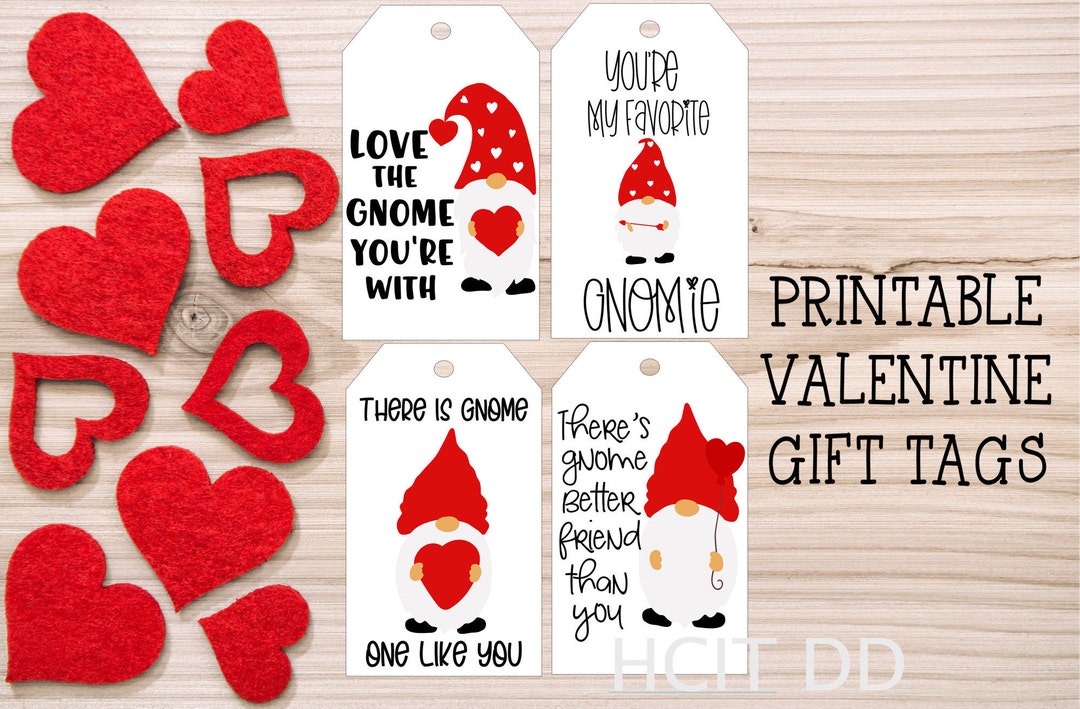Printable Valentine's Day Tag, Printable Valentine Gnome Gift Tags ...
