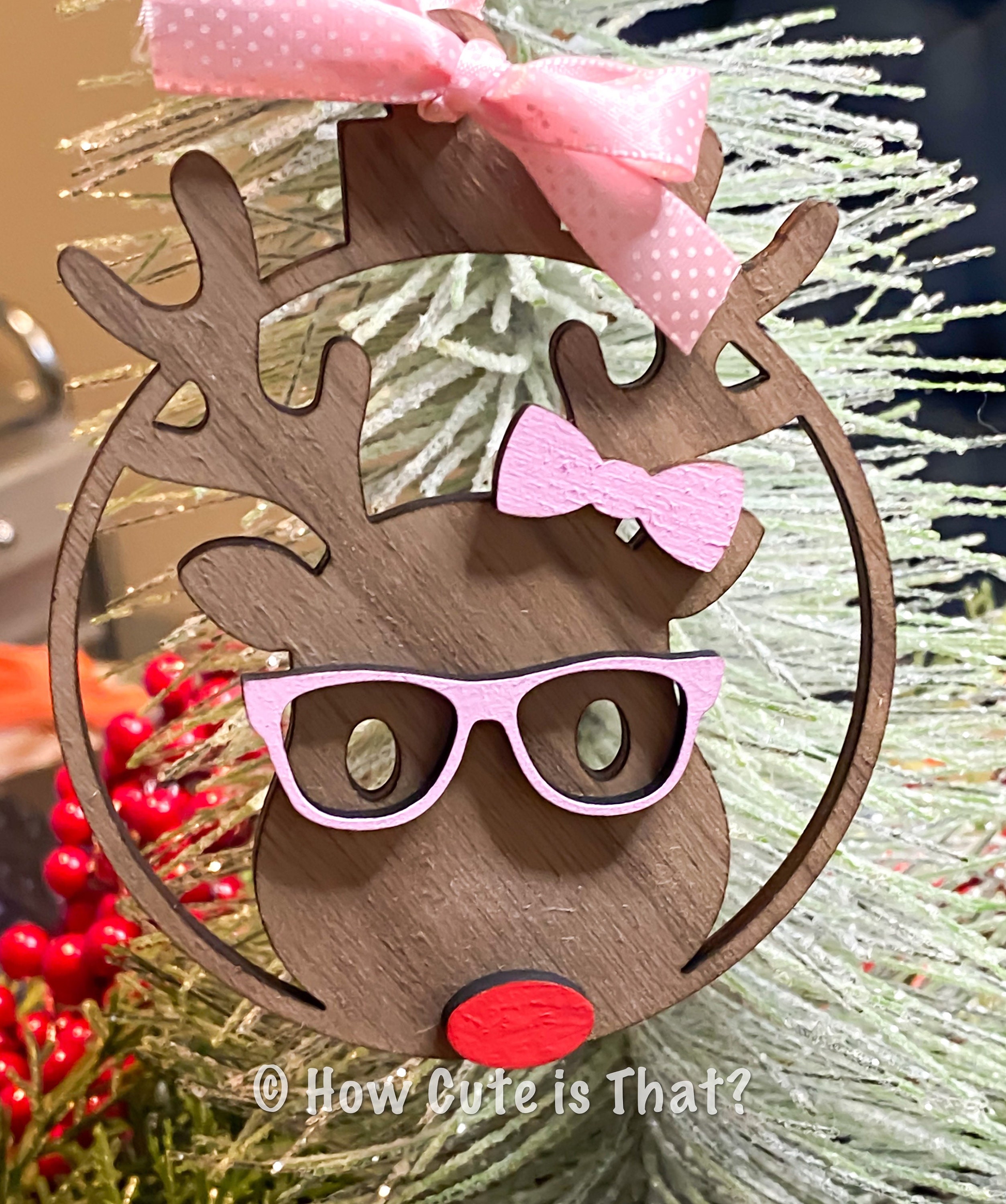 Custom Reindeer With Glasses Ornament Reindeer With Glasses - Etsy