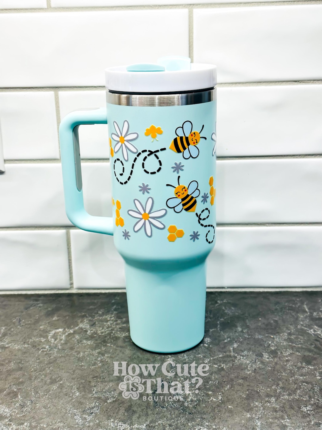 Bumblebee 40 Oz Tumbler, Bees and Daisies 40 Ounce Tumbler, Daisy and ...