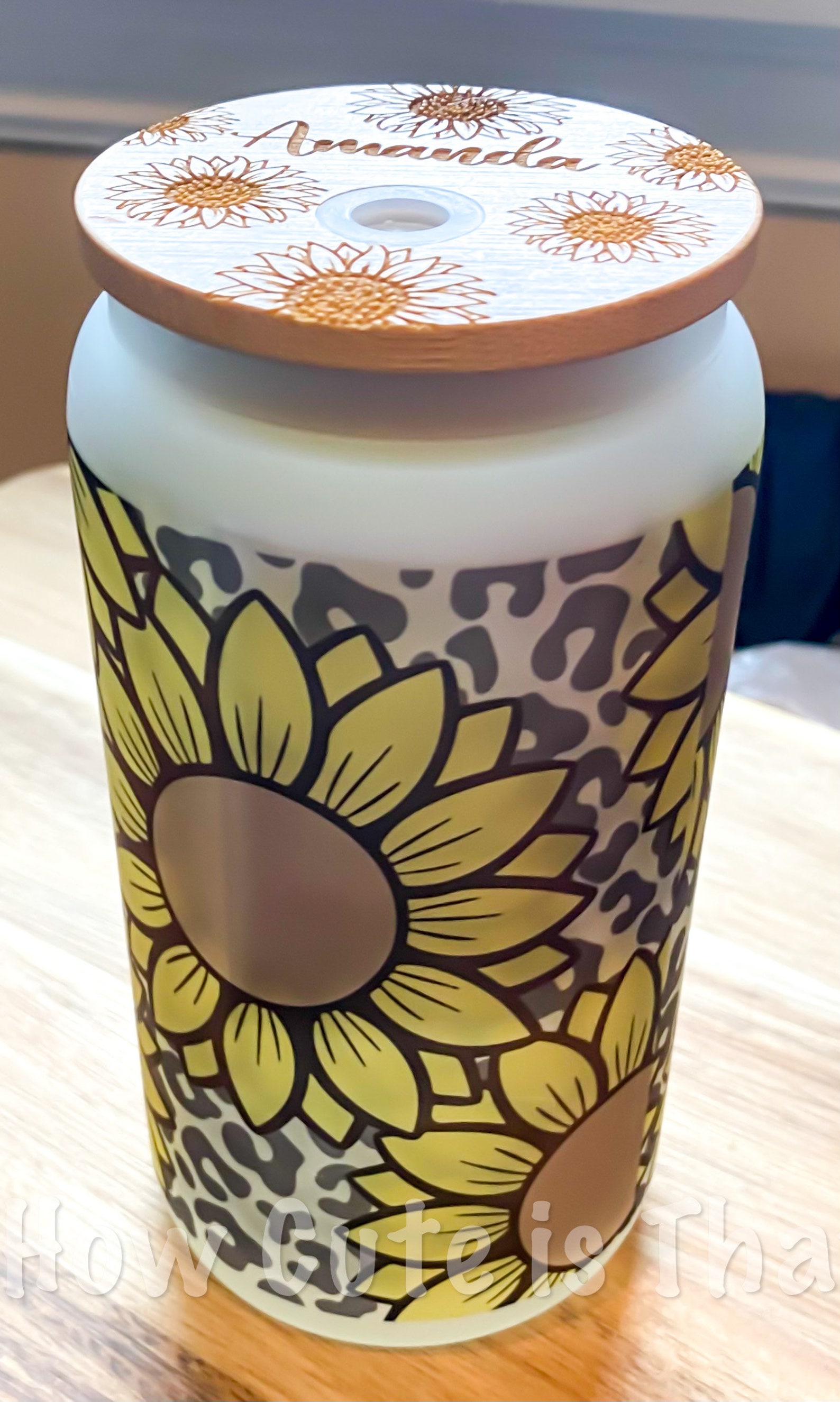 Laser Engraved Sunflower Bamboo Lid Personalized Engraved Lid - Etsy