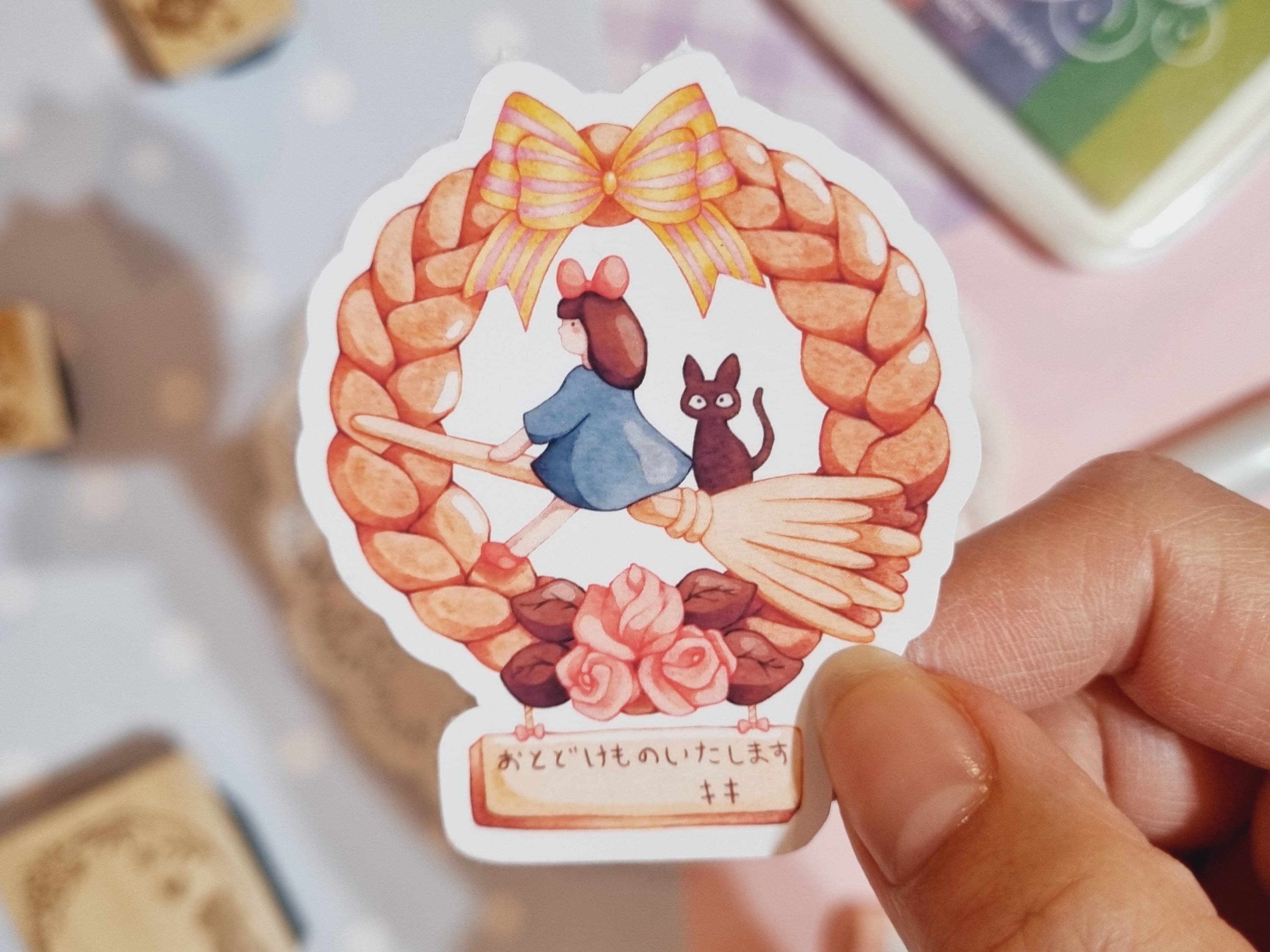Kiki Bread Wreath Sticker Cute Anime Ghibli Journal - Etsy