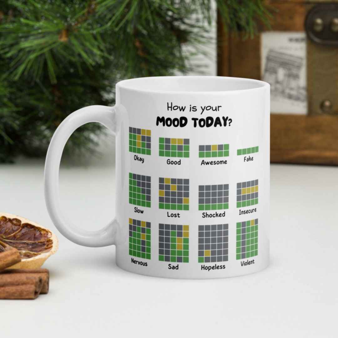 Funny Wordle Mug: How's Your Mood Today? + Coaster - Etsy